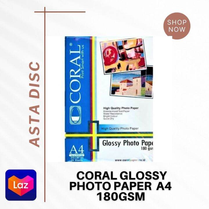 KERTAS FOTO GLOSSY A4 180 GSM CORAL GLOSSY PHOTO PAPER | Lazada Indonesia