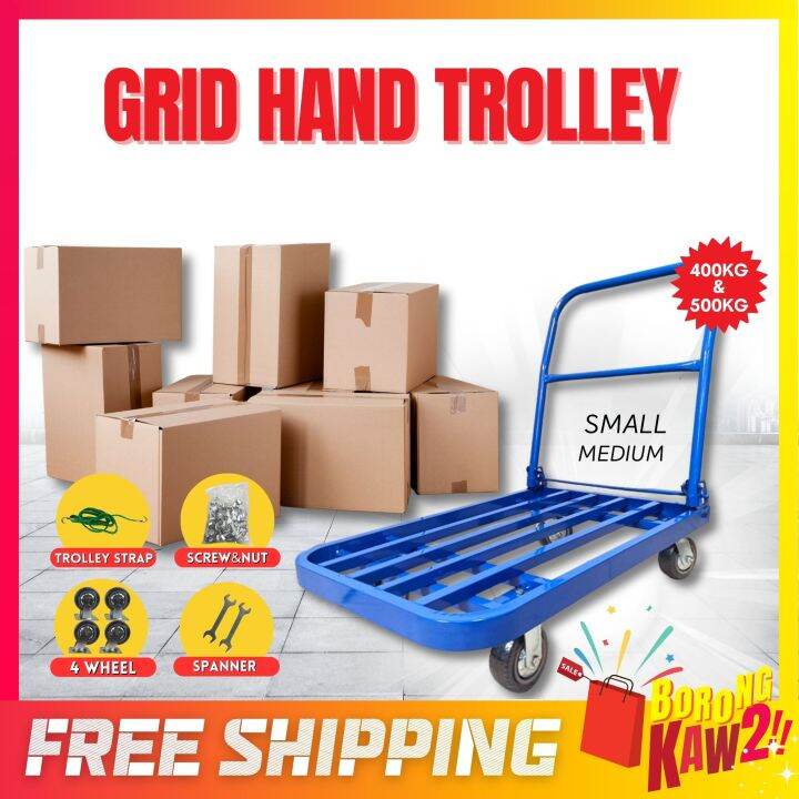 4-Wheel Hand Grid Trolley Pallet truck freight (Small & Medium) Hand ...