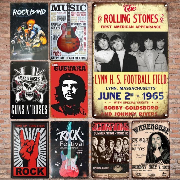Decors and Beyond Iconic Rock Band Music Rustic Vintage Metal Tin Plate ...