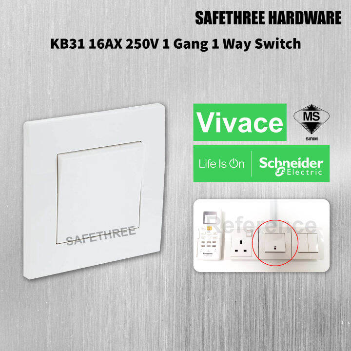 Schneider Vivace White KB31/1 16AX 250V 1 Gang 1 Way Switch Socket ...
