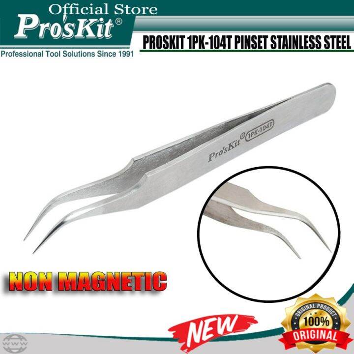 PRO'SKIT PIinset Stainless Steel Proskit 1PK-104T Pinset Melengkung Pinset Anti Karat Pinset ...