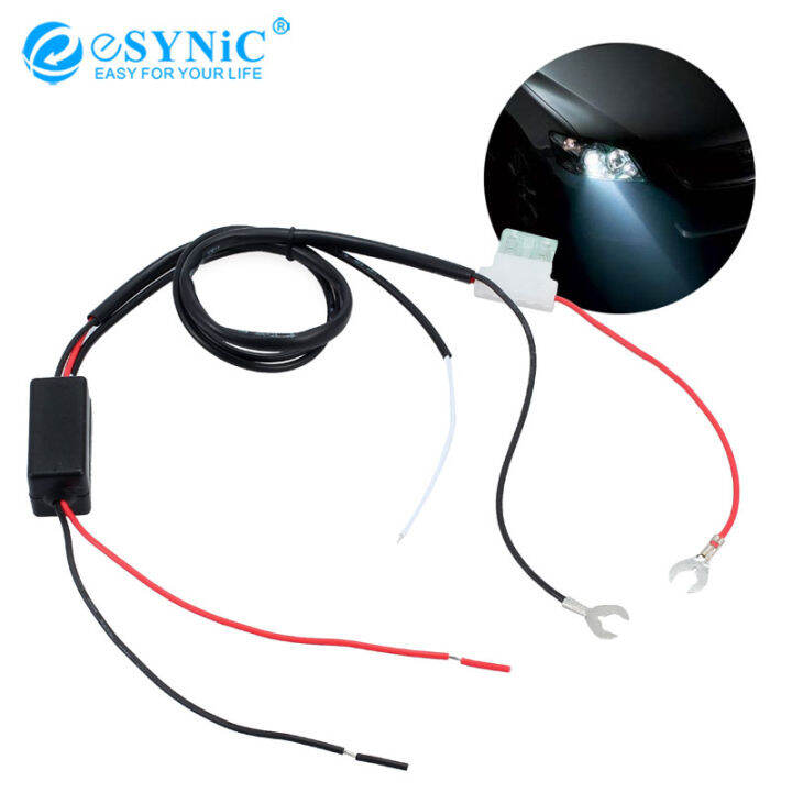 eSYNIC 12V LED DRL Daytime Running Light Relay Harness Automatic On/Off ...