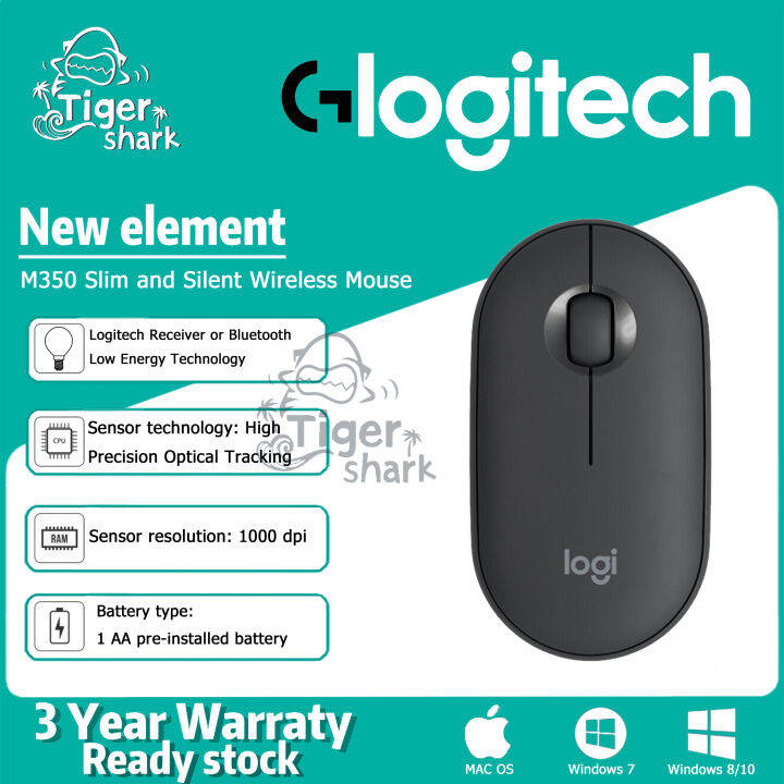 Logitech M350 Pebble Modern Slim and Silent Bluetooth Wireless Mouse ...
