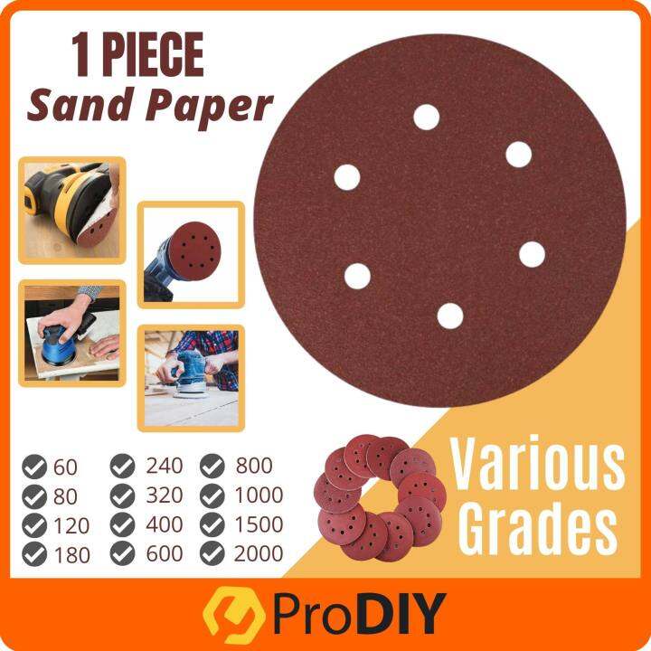 1 PIECE 5 inch 125mm Round Sandpaper Various Grades Self-adhesive ...