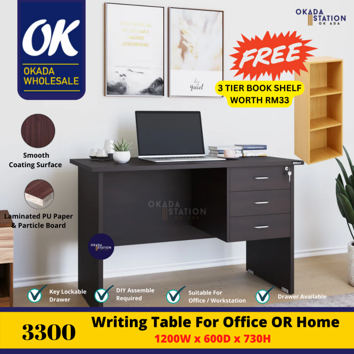 OKADA Writing Table / Meja Pejabat / Study Desk with Drawer / Meja ...