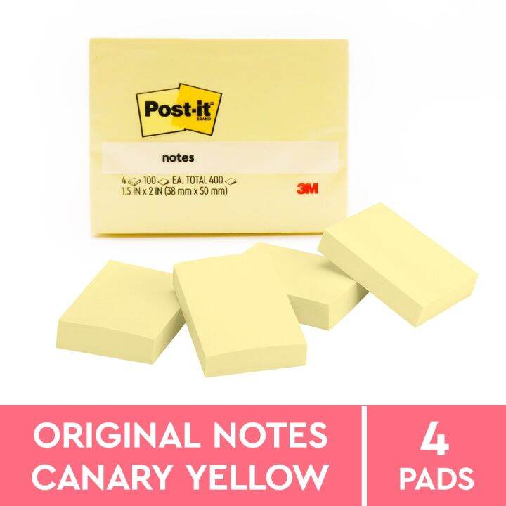 Post-it Notes Yellow (Buy 3, Get 1 Free) 2x1.5in [MP653] | Lazada PH