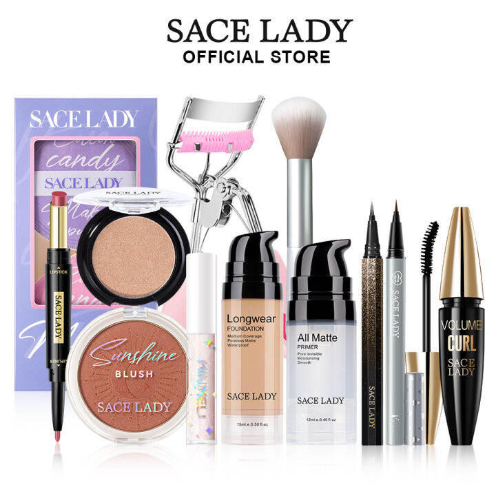 SACE LADY 12ชิ้นแต่งหน้าชุด รองพื้นติดทนนาน+ลิปทิน+มาสคาร่าเมคอัพเซ็ต ...