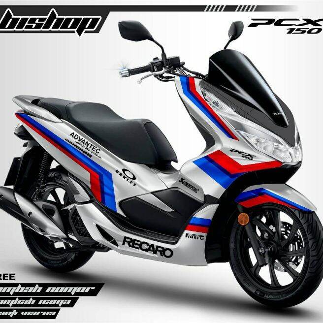 Decal Honda PCX Full Body Putih lis biru merah | Lazada Indonesia