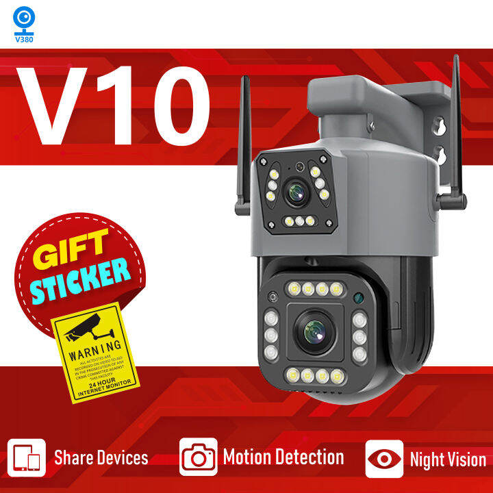 V380 Pro 6MP Outdoor Video Surveillance Camera Dual Lens WiFi PTZ Auto ...