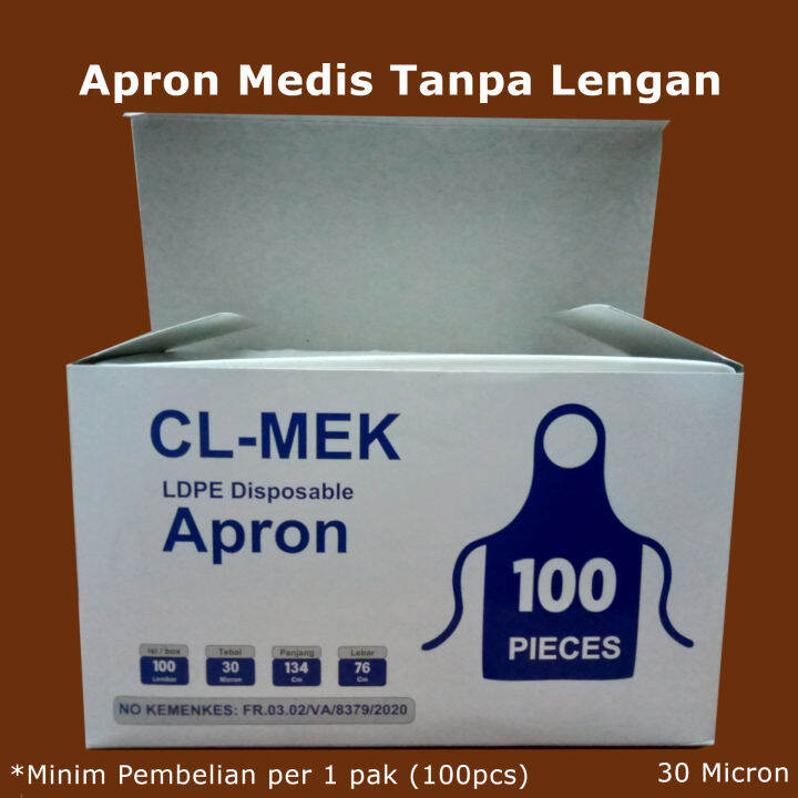 Apron Medis Celemek Plastik Appron Clemek tebal 30 micron 100 pcs ...