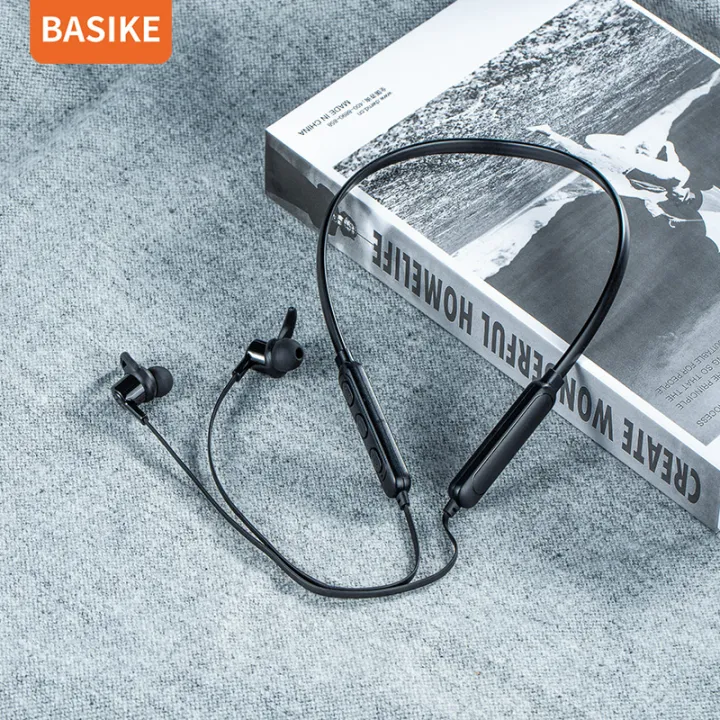 BASIKE Wireless Bluetooth Earphones with Mic Neckband Earphone HIFI ...