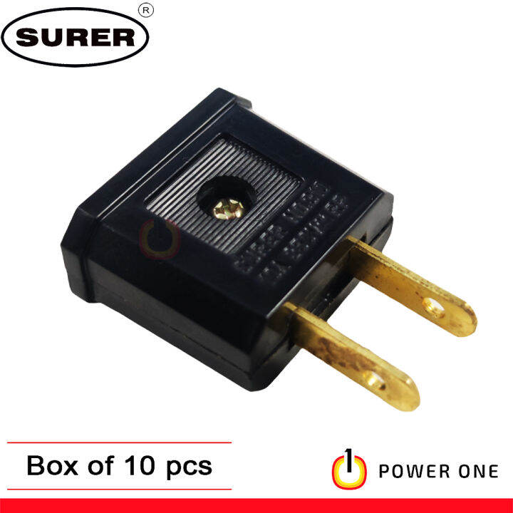 Surer 310 Adapter Plug, Round Pin to Flat Pin (Black/White) (Box of ...