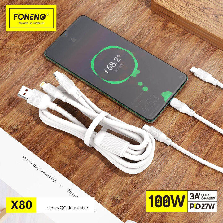 Original Foneng X80 3A100W USB Super Fast Charge Data Cable | Lazada PH