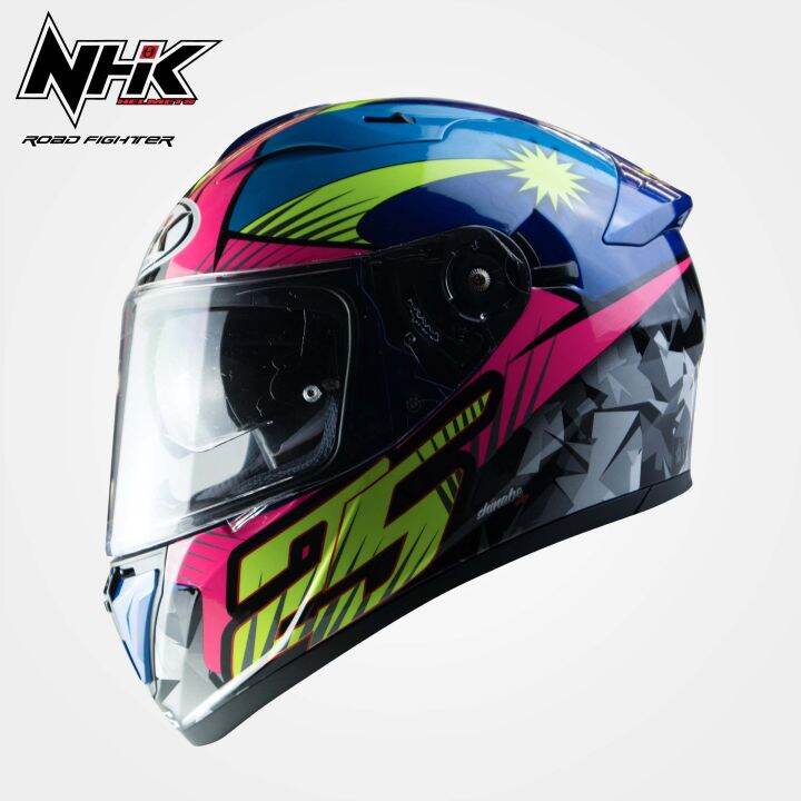 NHK Helmet GP PRIME Azlan Shah Face Dual Visor with FREE SMOKE VISOR ...