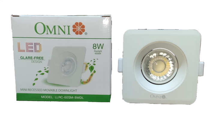 8W LED Downlight Square Movable Downlight Daylight 6500K 220V ( Omni ...
