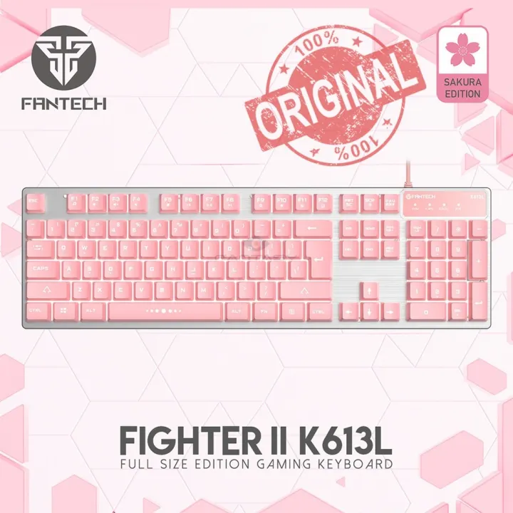 ORIGINAL FANTECH K613L Fighter II Full Size Edition Gaming Keyboard PINK SAKURA-WHITE GRAY-RGB ...