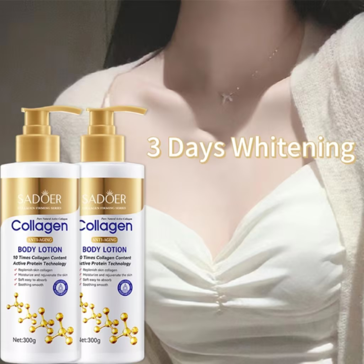 SADOER Collagen Whitening Body Lotion 300g Anti-Wrinkle Essence Body Lotion Dry Skin ...