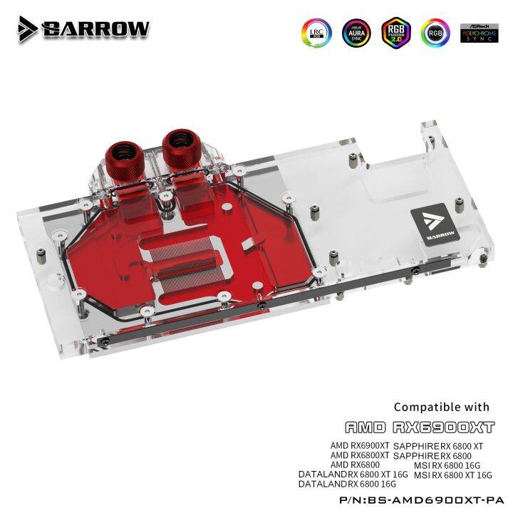 BS-AMD6900XT-PA บล็อกระบายความร้อนด้วยน้ำของรถเข็น GPU หม้อน้ำครอบคลุม ...