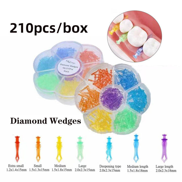 210Pcs Dental Diamond Wedges Autoclave Plastic Disposable Interdental ...