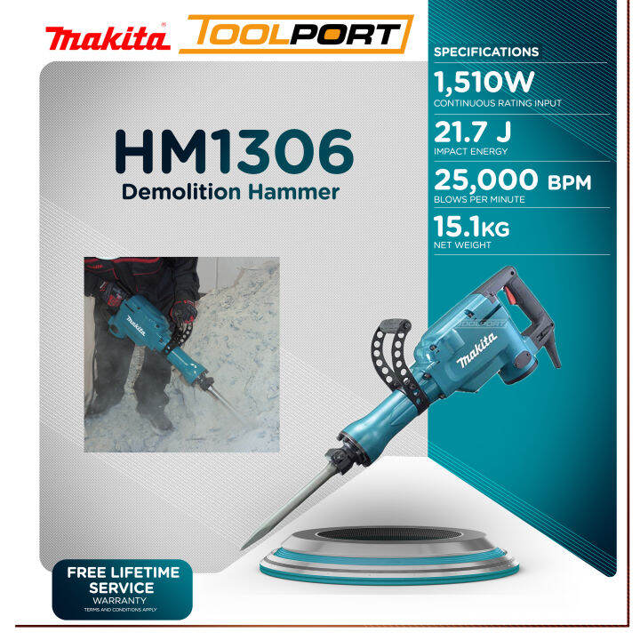 Makita HM1306 1-3/16 (30mm Hex Shank) Demolition Hammer (1510W) (Made ...