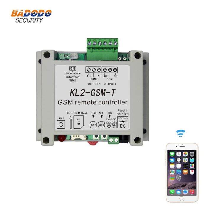 GSM Remote Relay Controller Switch Access Controller With 2 Relay Output NTC Temperature Sensor ...