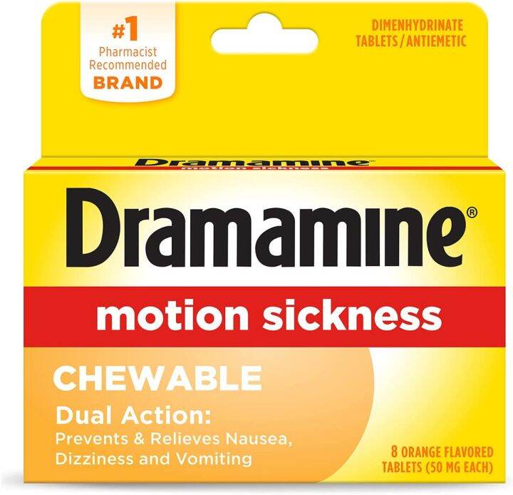 Dramamine | Motion Sickness | Chewable Dual Action | 8 Orange Flavored ...