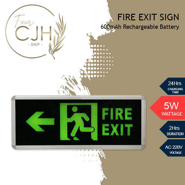 FourCJH LED LEFT Fire Exit Sign Green Board LED Sign Signage Spectrum ...