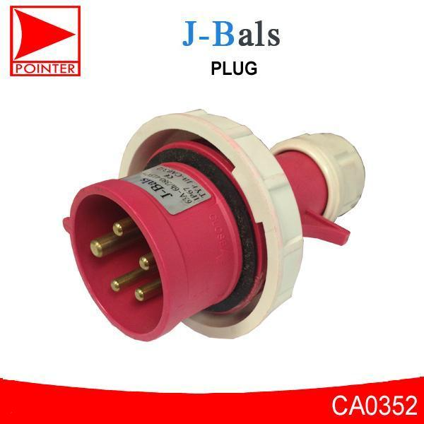 J-Bals Industrial Plug IP67, 415V / 4P + E (5 PIN) / 63A / Red Color ...