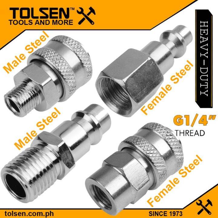 Tolsen Quick Release Air Coupler Connector Male & Female (1/4" Euro ...