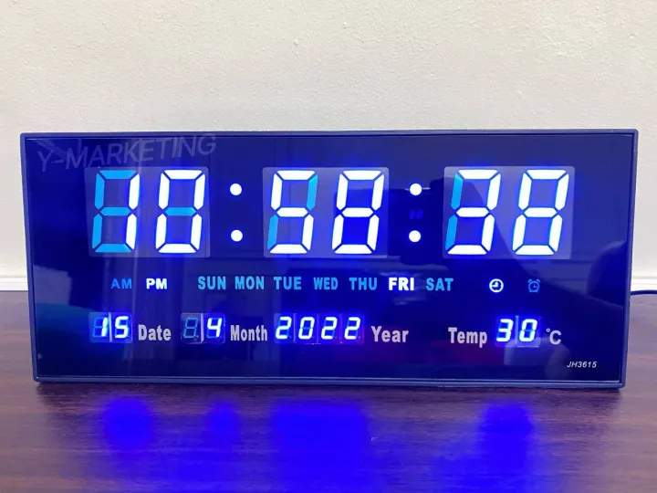 (JH3615) 15” LED Digital Calendar Clock Wall-Hang & Stand With Alarm ...