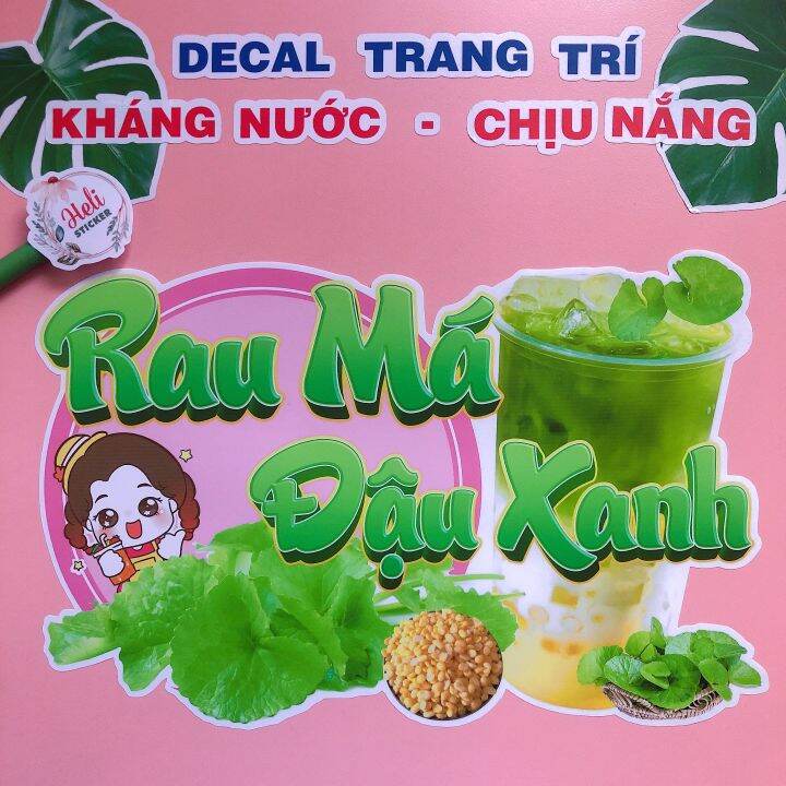 Decal Trang Trí Quán RAU MÁ ĐẬU XANH Loại 1 - Hình Dán Decor Quán Trà ...