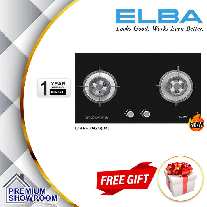 (AUTHORISED DEALER) ELBA 2 Burners 5.0kW Built In Glass Hob / Gas Stoves / Glass Stove / Built ...