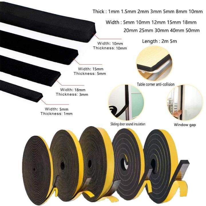 Sponge Foam Rubber Strip Tape Rubber Foam Insulation Strips - 1roll 1 ...