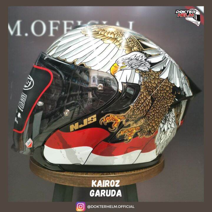 HELM NJS KAIROZ MOTIF DV GARUDA ORI SNI DOT| HELM NJS KAIROZ HALF FACE ...