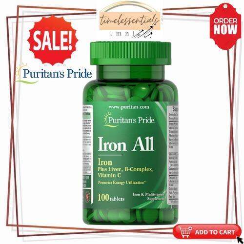 Puritan's Pride Iron All Iron Plus Liver B-Complex Vitamin C 100 ...