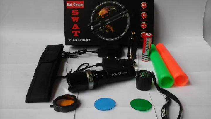 New Police Senter Swat 99000w - Double 2 Cone Lalin - Flashlight Sinar ...