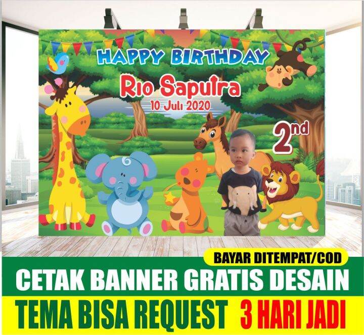 Cetak Banner Spanduk Ulang Tahun Anak TEMA kebun binatang - binatang ...