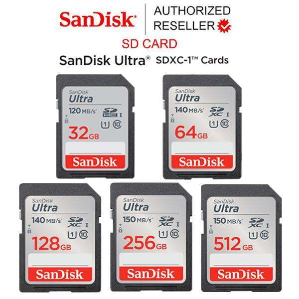 SanDisk Ultra SD Card SDXC UHS-I Memory Card 32GB 64GB 128GB 256GB 512GB C10 U1 Full HD (SDSDUNC ...