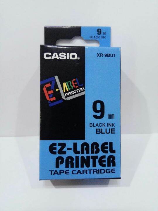 Casio ez-label printer tape cartridge 9mm tipe xr-9bu1 warna biru ...