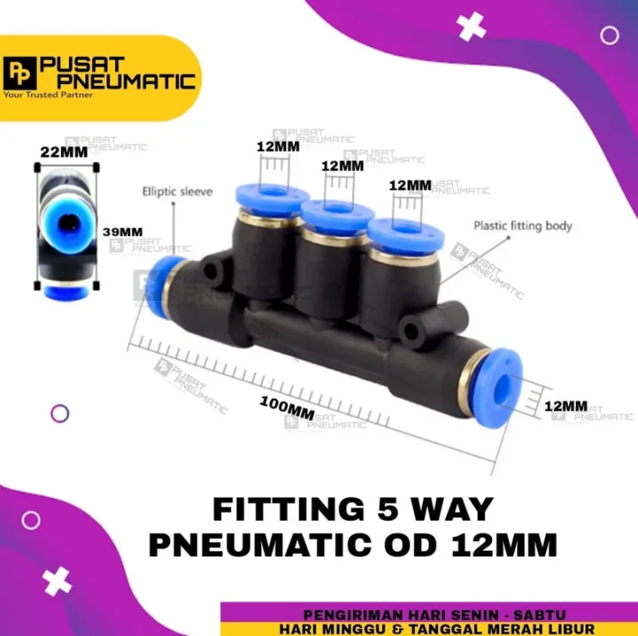 PK 12 Nepel Angin Fitting Pneumatic 5 Lubang Selang 12mm MPK 12 ...