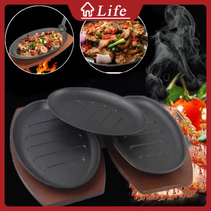 10 Inches Cast Iron Sizzler Plate Grill Plate Teppanyaki Egg-shaped ...