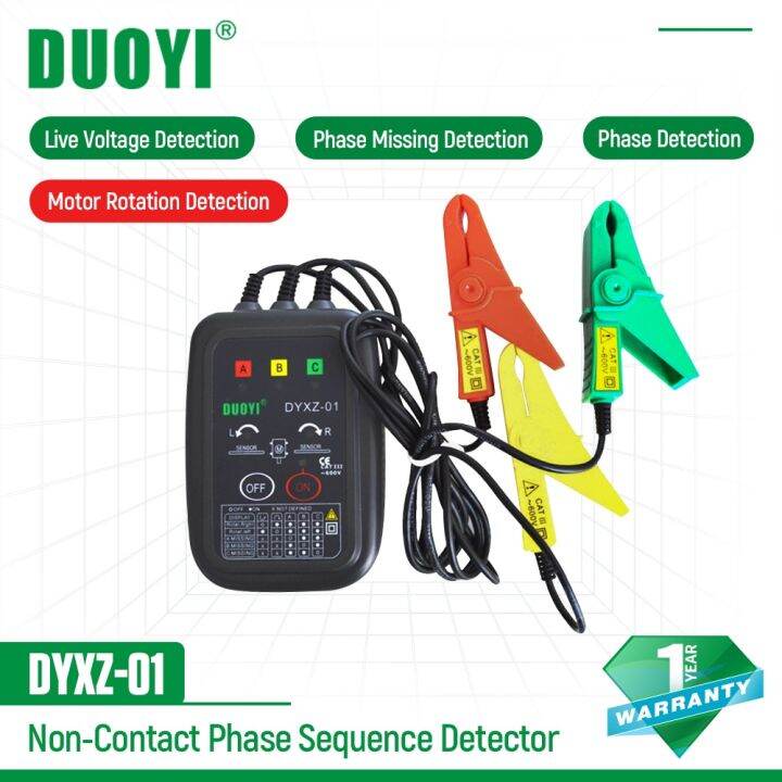 DUOYI DYXZ-01 DYXZ-02 3 Phase Detector Rotation Tester Non-Contact ...
