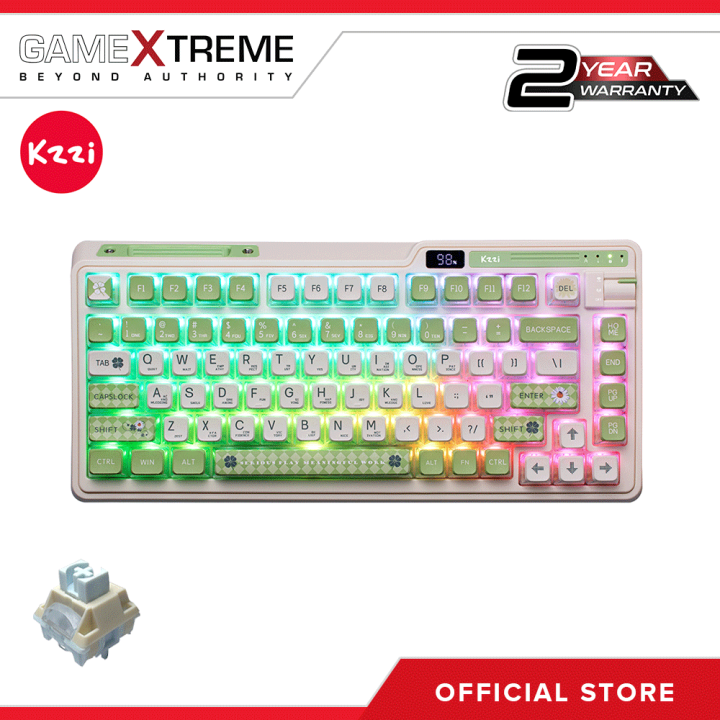 KZZI K75Pro Tri-Mode RGB 82 Keys Hot Swappable Mechanical Keyboard Lemon Green Eternity Tactile ...