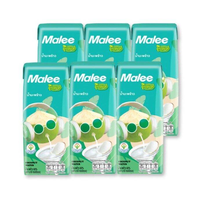 Malee Tropical Coconut Water 60% 180 ml x 6 pcs. มาลี ทรอปิคอล น้ำมะพร้าว 60% 180 มล. x 6 กล่อง ...