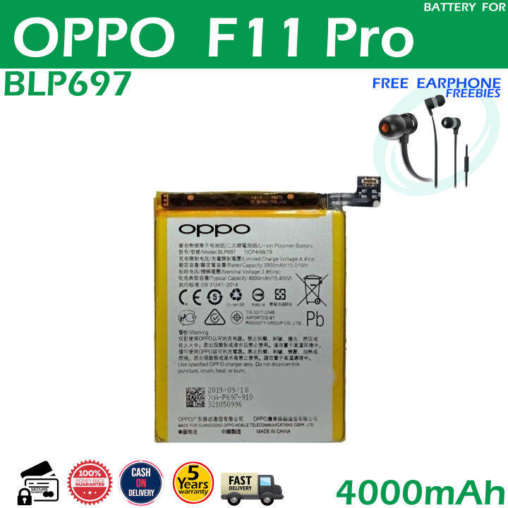 Oppo F11 Pro Battery Li-ion Polymer Model:BLP697 100%Original Equipment ...