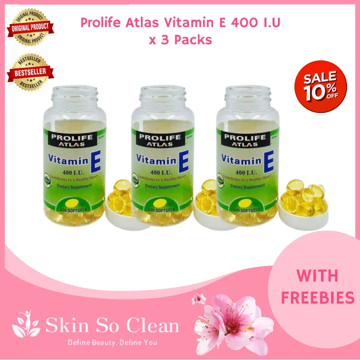 SKIN SO CLEAN ORIGINAL (PROLIFE) ATLAS VITAMIN E 400 IU 100 SOFTGELS ...