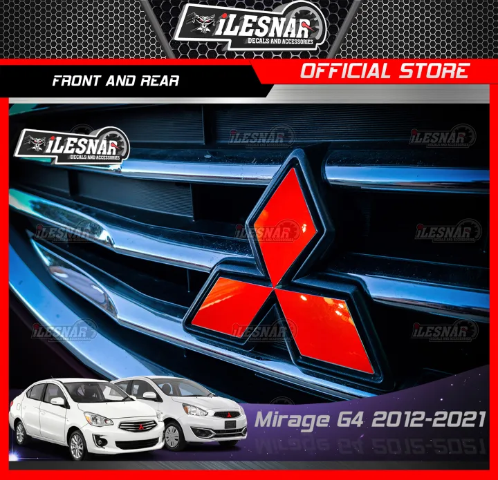 Mitsubishi Mirage G4 Sedan Hatchback Front and Rear Logo Premium Red ...