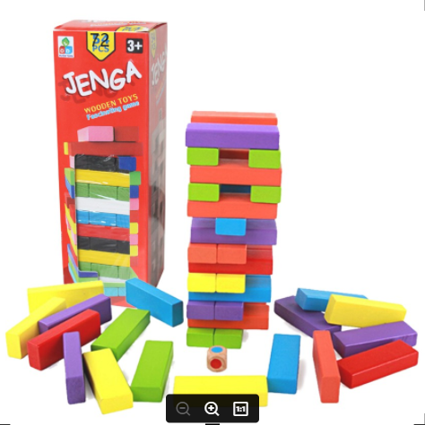 Wood Block Mini Jenga 72 Pcs Colored Tower Stacko Game (5460180 ...