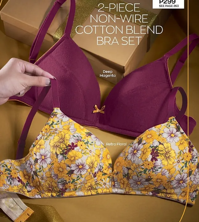 Avon Thea Non- Wire 2pc. Bra Set Deep Magenta and Retro Floral | Lazada PH