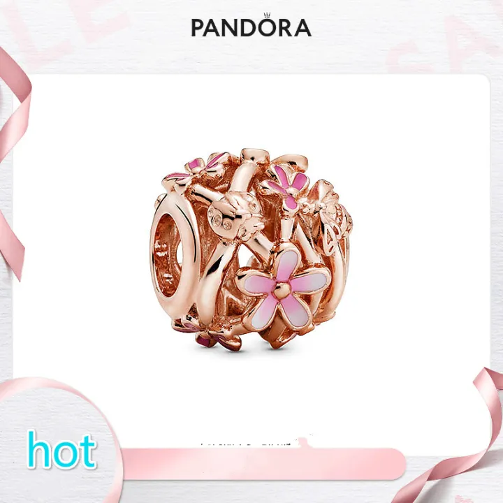 Pandoraˉ charm Pandoraˉ rose gold hollow pink daisy charm 788772C01 ...